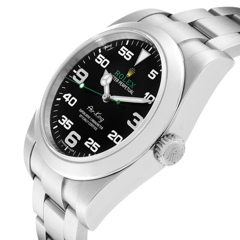 Rolex Oyster Perpetual Air King Green Hand Steel Men's Watch 116900 For ...
