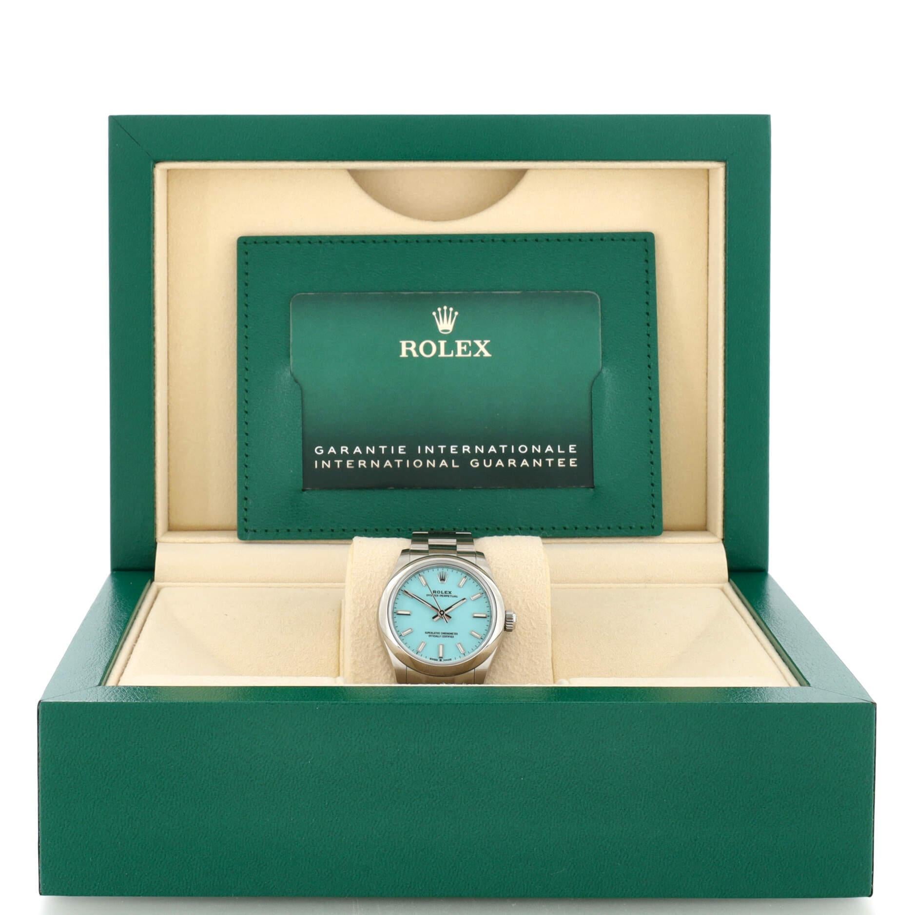 Rolex Oyster Perpetual Automatic Watch Stainless Steel with Tiffany ...