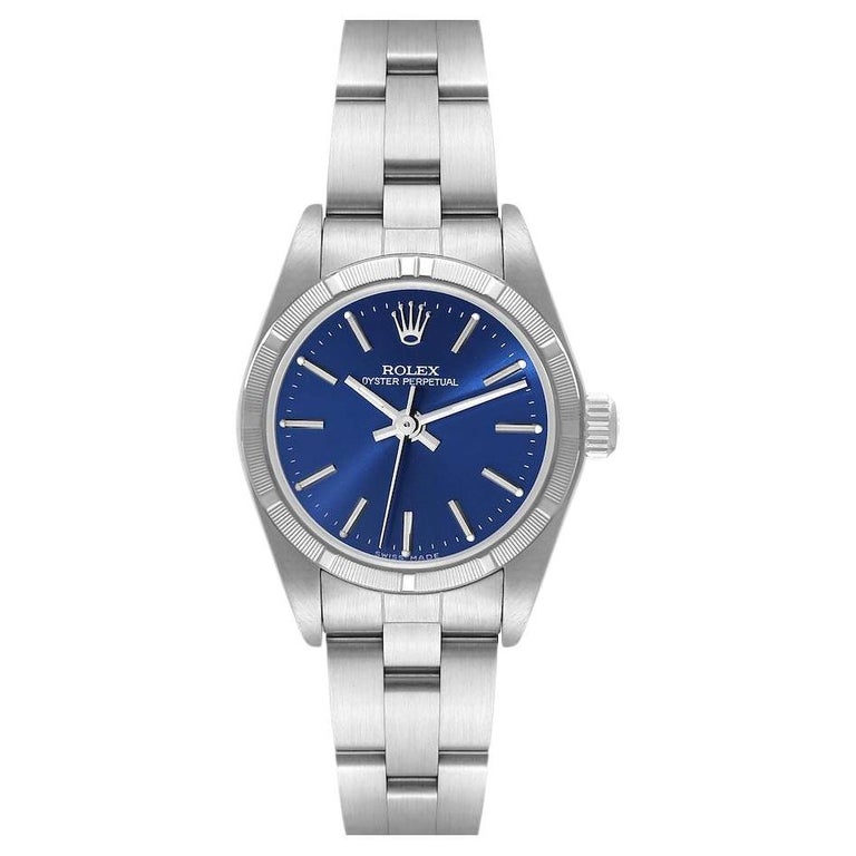 Rolex Oyster Perpetual Blue Dial Oyster Bracelet Steel Ladies Watch ...