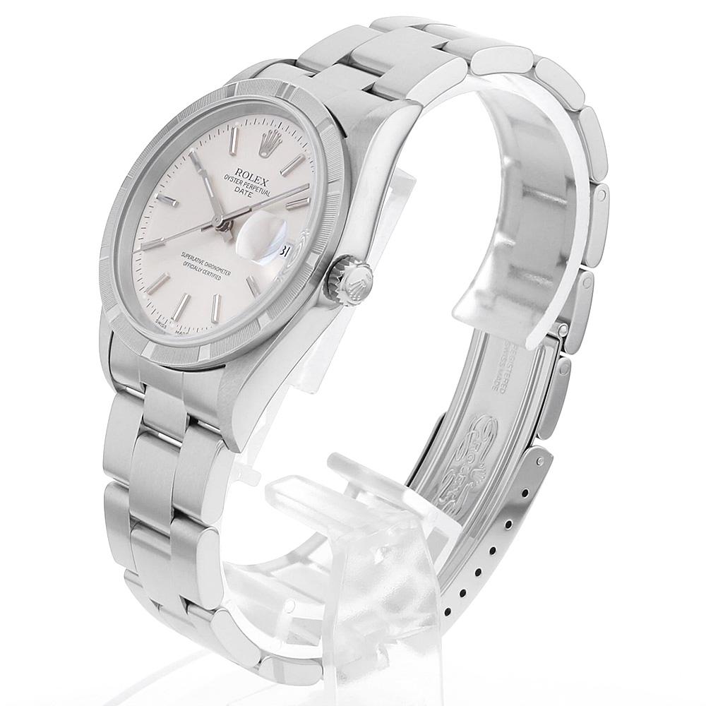 Rolex Oyster Perpetual Date 15210 Men's Silver Dial Watch - Pre-Owned ...