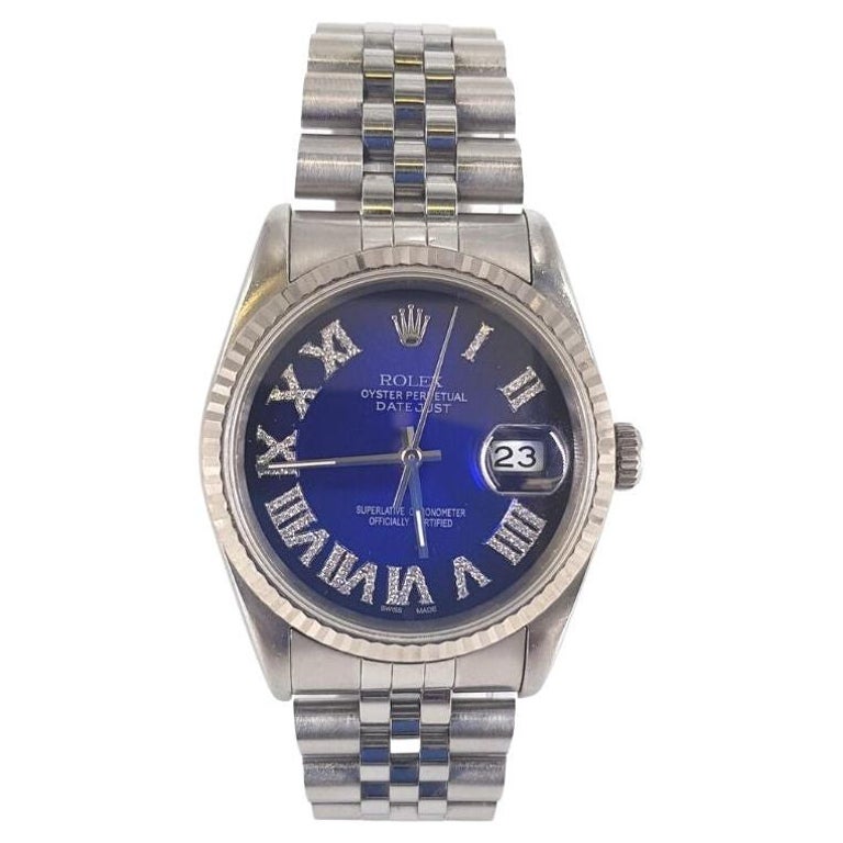 Rolex Oyster Perpetual Date Just Watch Diamond Dial For Sale at 1stDibs