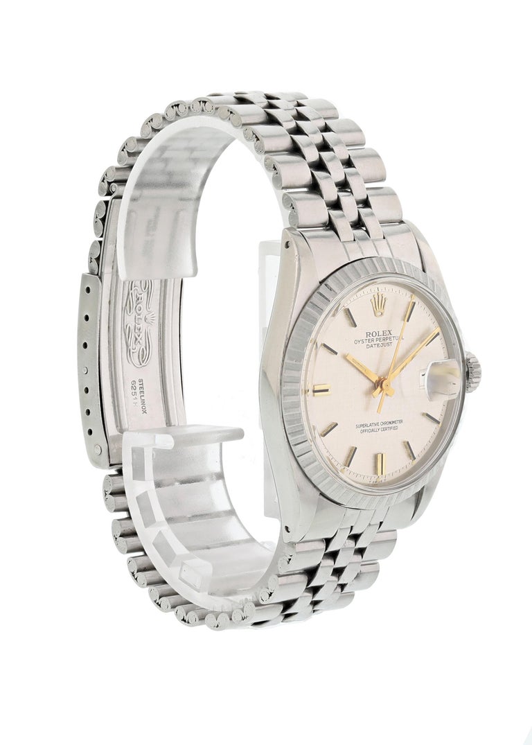 Rolex Oyster Perpetual Datejust 1603 Linen Dial Men's Watch at 1stdibs