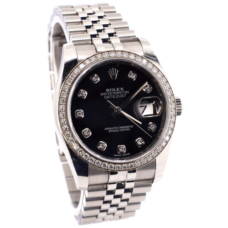 Rolex Oyster Perpetual Datejust Automatic Watch Stainless Steel and White Gold For Sale at 1stDibs