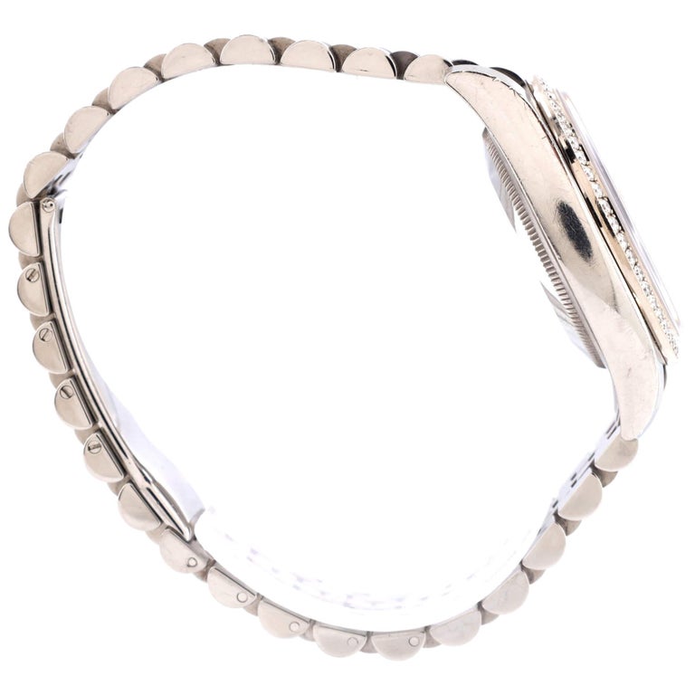 Rolex Oyster Perpetual Datejust Automatic Watch Stainless Steel and White Gold For Sale at 1stDibs