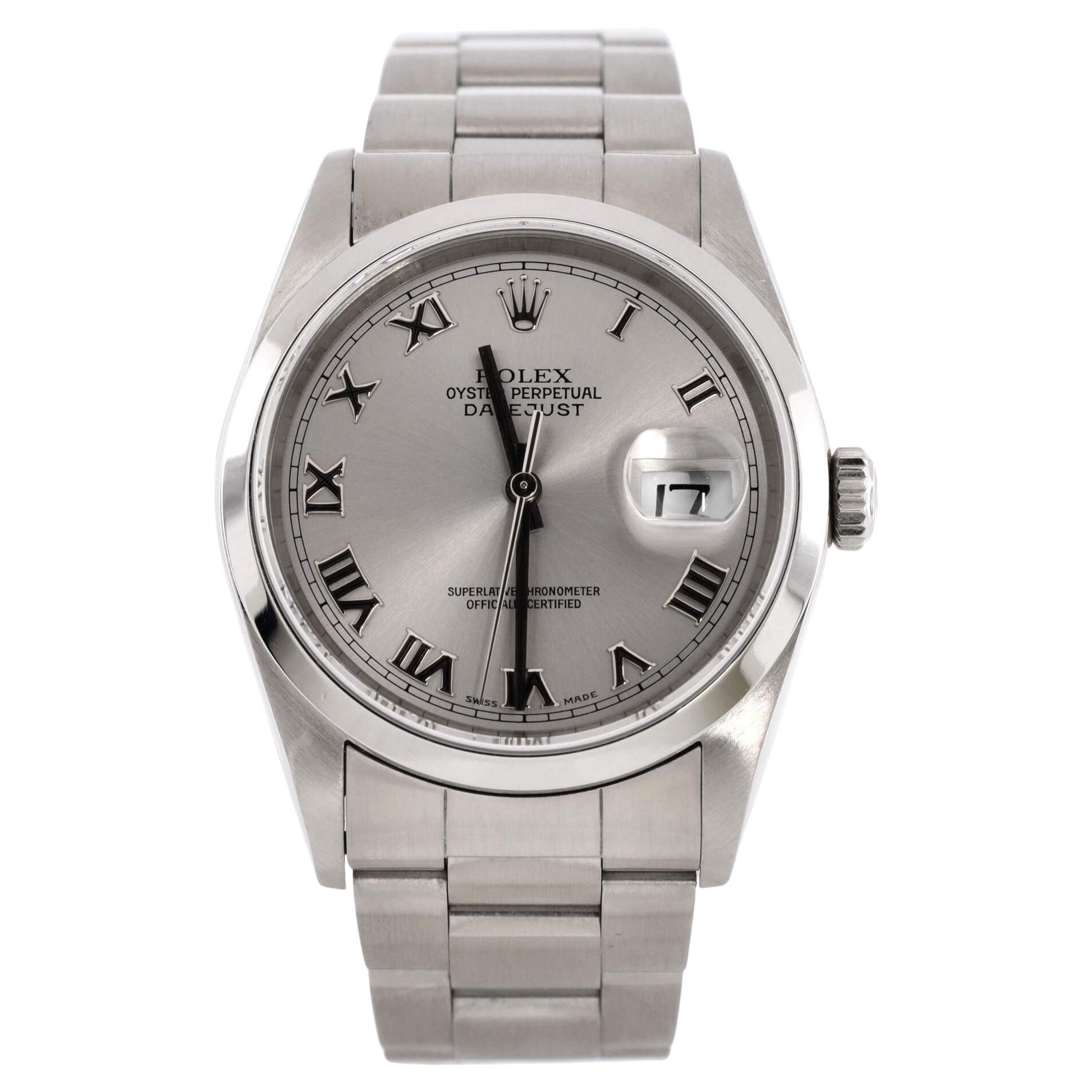 Rolex Oyster Perpetual Datejust Automatic Watch Stainless Steel 36 For Sale at 1stDibs