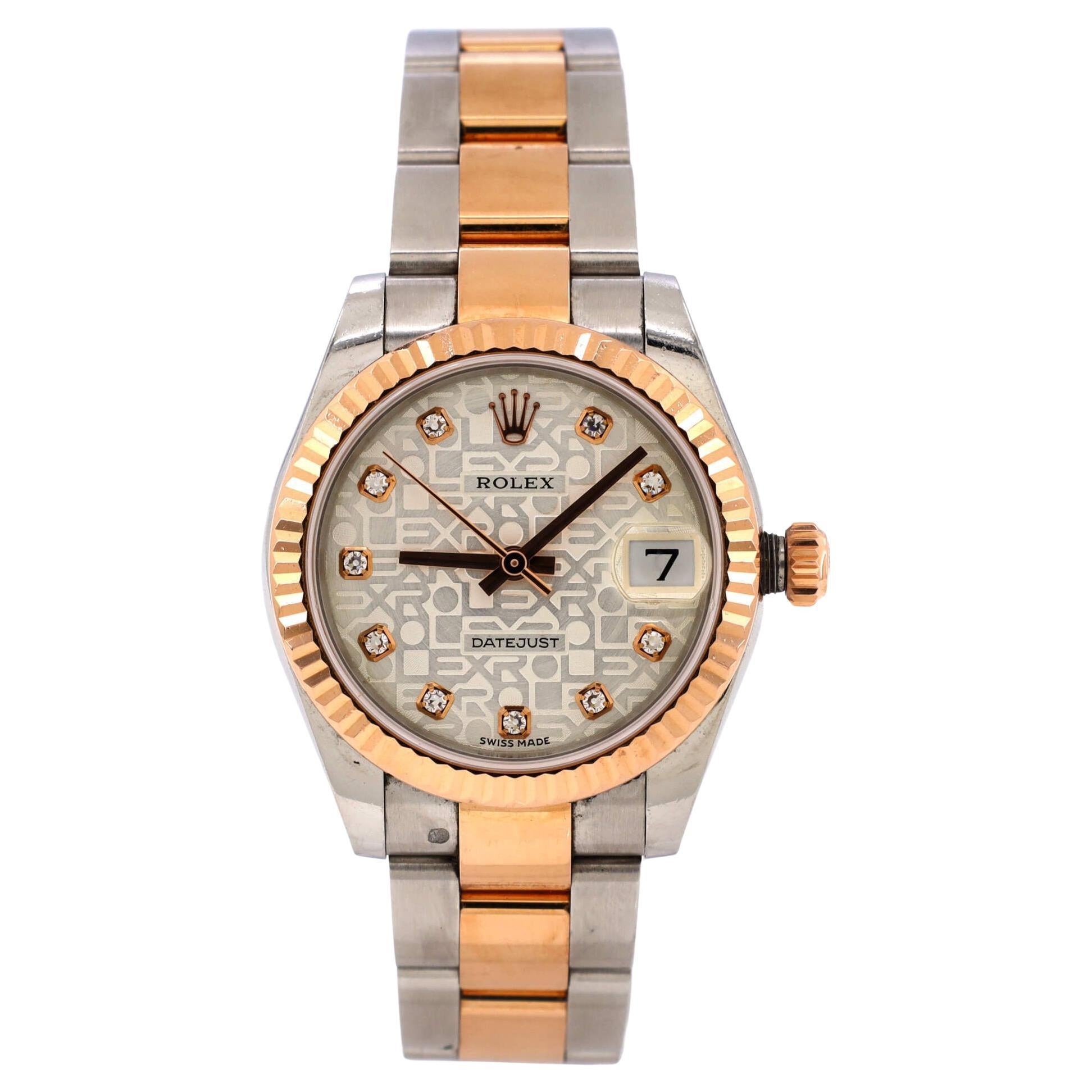 Rolex Rose Gold Diamond Datejust Oyster Perpetual Automatic Wristwatch ...