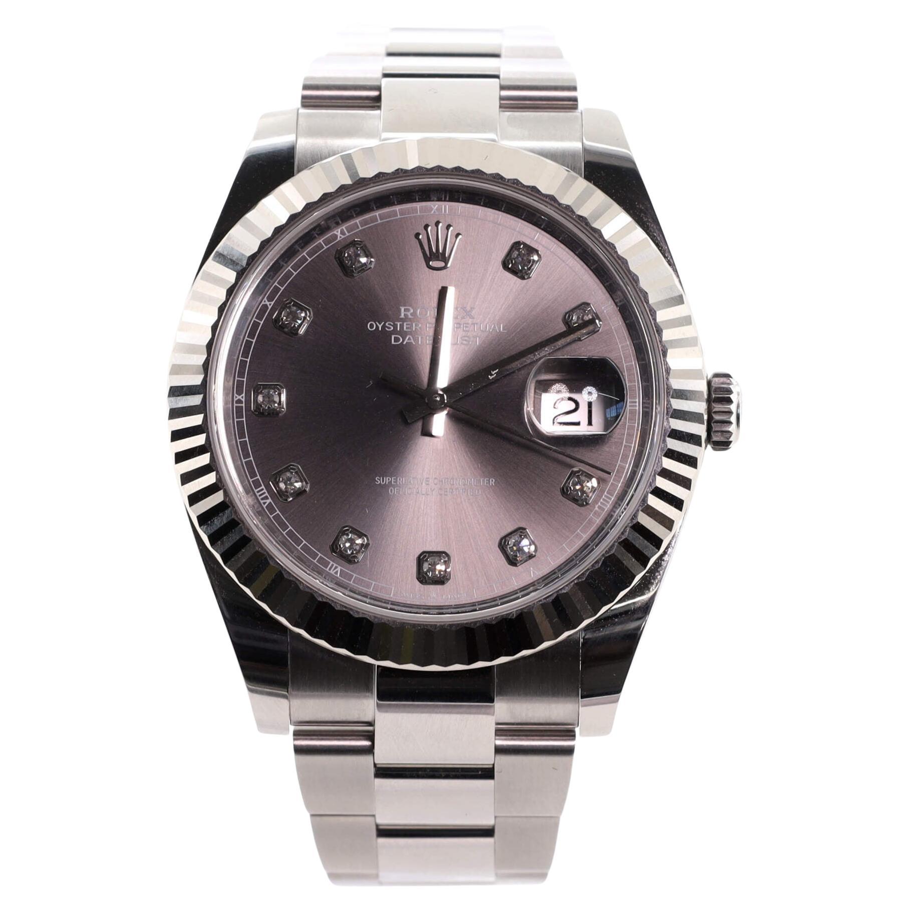 Rolex Oyster Perpetual Datejust Automatic Watch Stainless Steel and White For Sale at 1stDibs