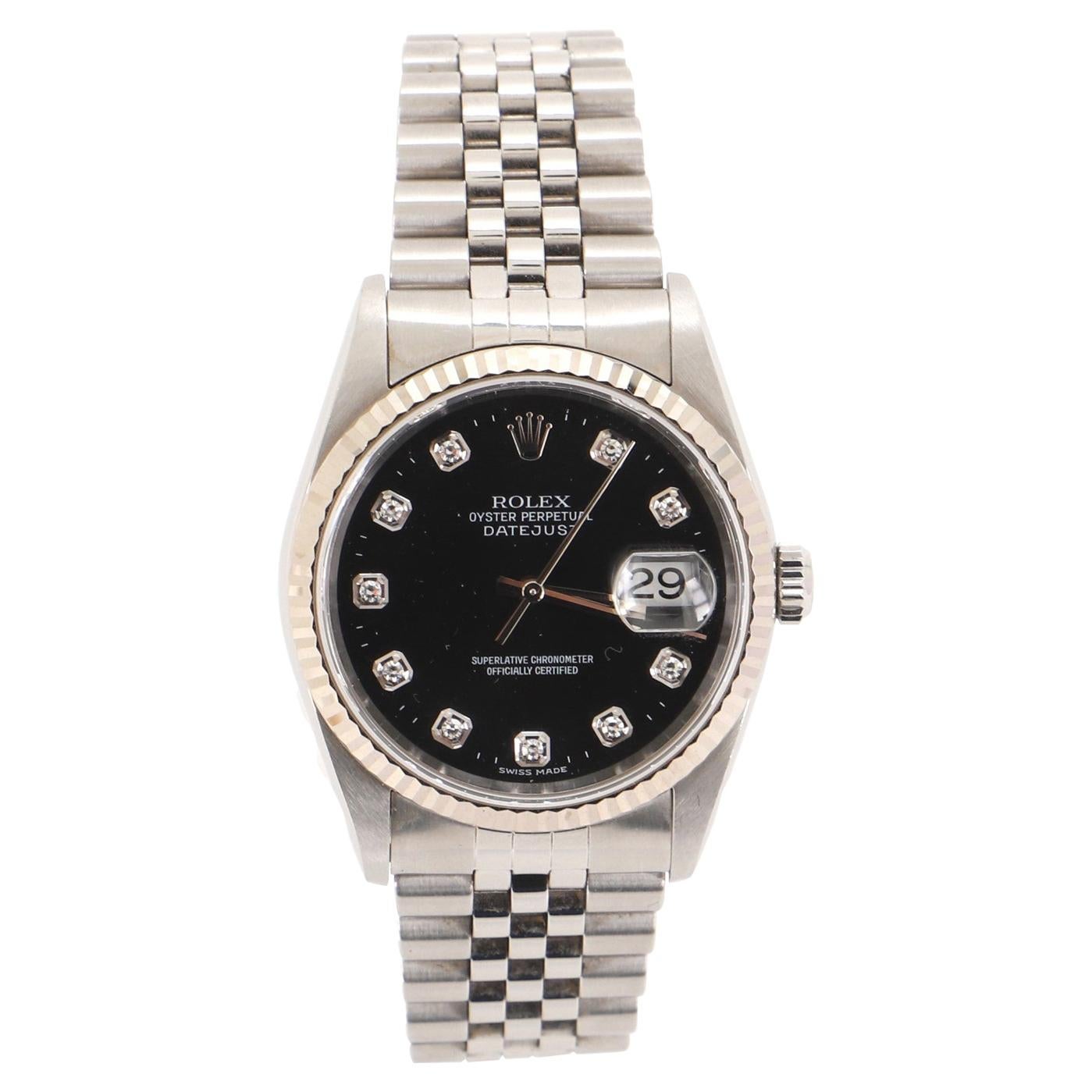 Rolex Stainless Steel Oyster Perpetual Datejust Wristwatch at 1stDibs