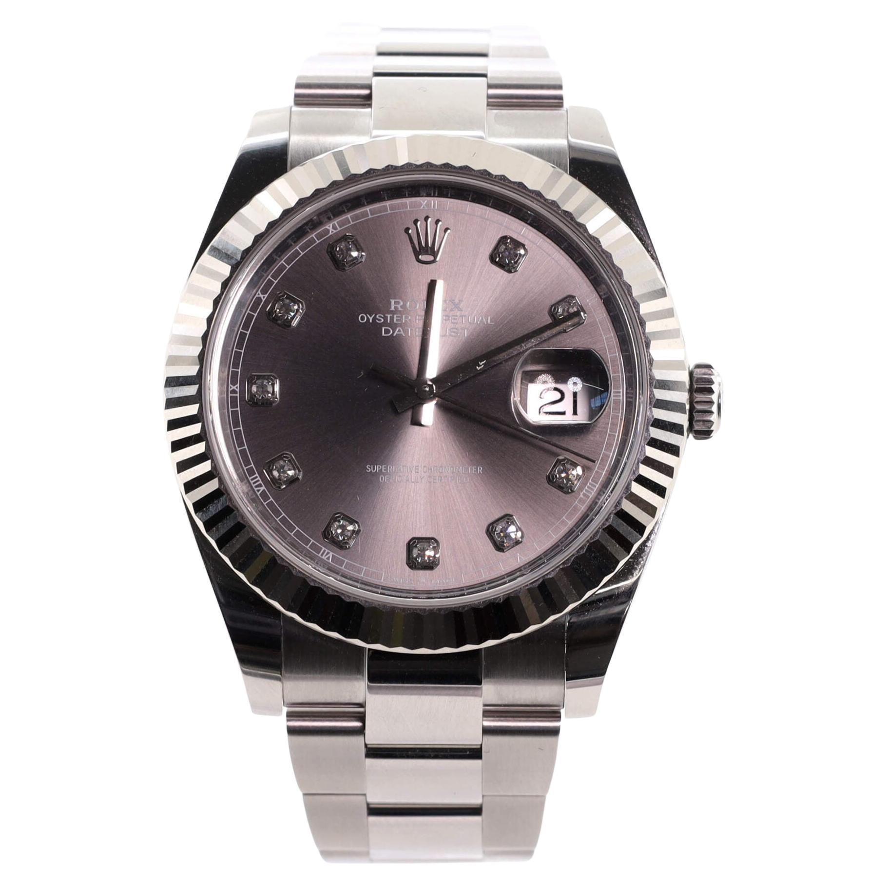 Rolex Oyster Perpetual Datejust Automatic Watch Stainless Steel and White Gold For Sale at 1stDibs