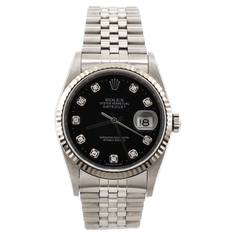 Rolex Oyster Perpetual Datejust Automatic Watch Stainless Steel and White Gold For Sale at 1stDibs