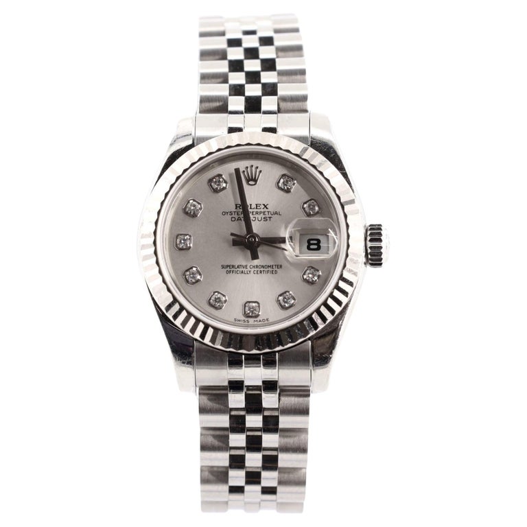 Rolex Oyster Perpetual Datejust Automatic Watch Stainless Steel and White Gold For Sale at 1stDibs