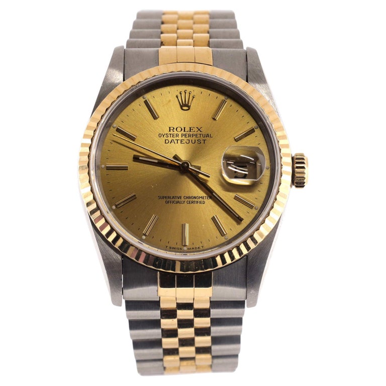 Rolex Oyster Perpetual Datejust Automatic Watch Stainless Steel and Yellow Gold For Sale at 1stDibs