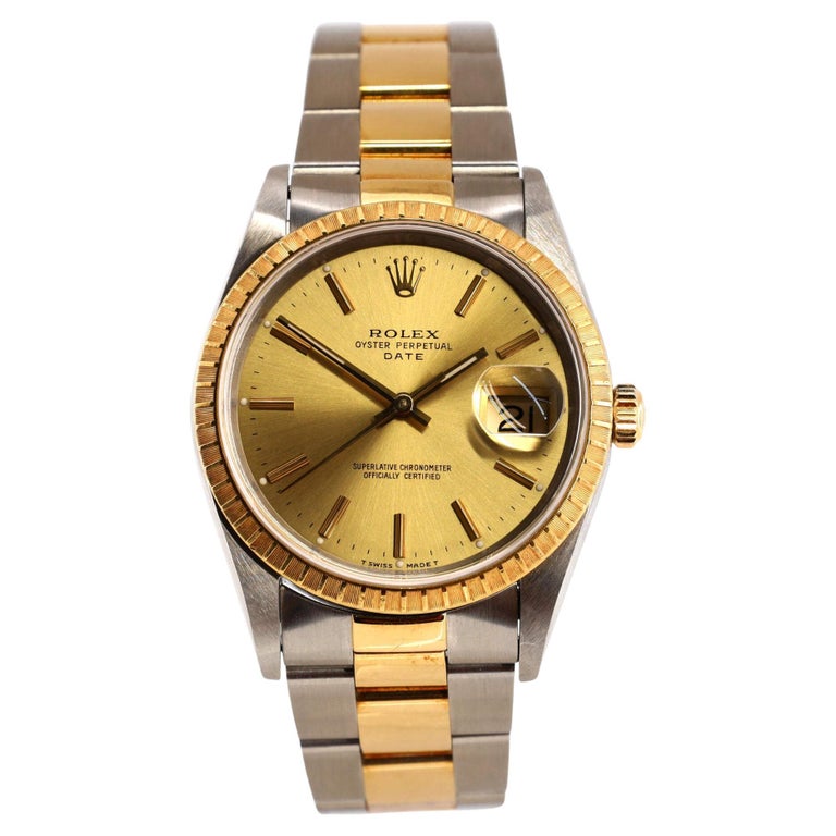 Rolex Oyster Perpetual Datejust Automatic Watch Stainless Steel and Yellow Gold For Sale at 1stDibs