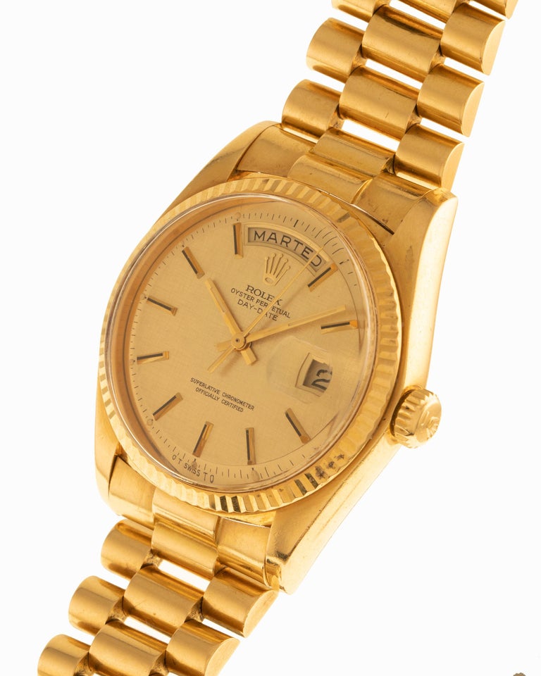 Rolex Oyster Perpetual Day Date in 18 Karat Yellow Gold with Gold Rolex ...