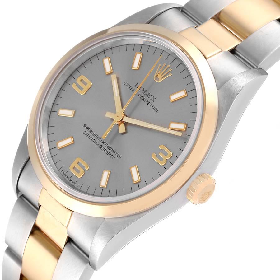 Rolex Oyster Perpetual Domed Bezel Steel Yellow Gold Mens Watch 14203 ...