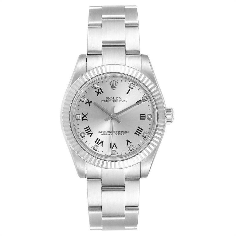 Rolex Oyster Perpetual Midsize Diamond Steel Ladies Watch 177234 For ...