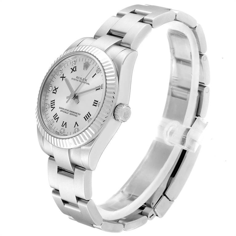 Rolex Oyster Perpetual Midsize Diamond Steel Ladies Watch 177234 For ...