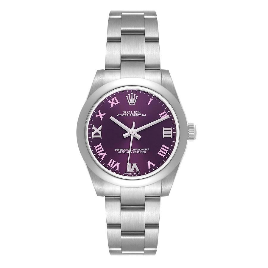 Rolex Oyster Perpetual Midsize Red Grape Dial Ladies Watch 177200 For ...