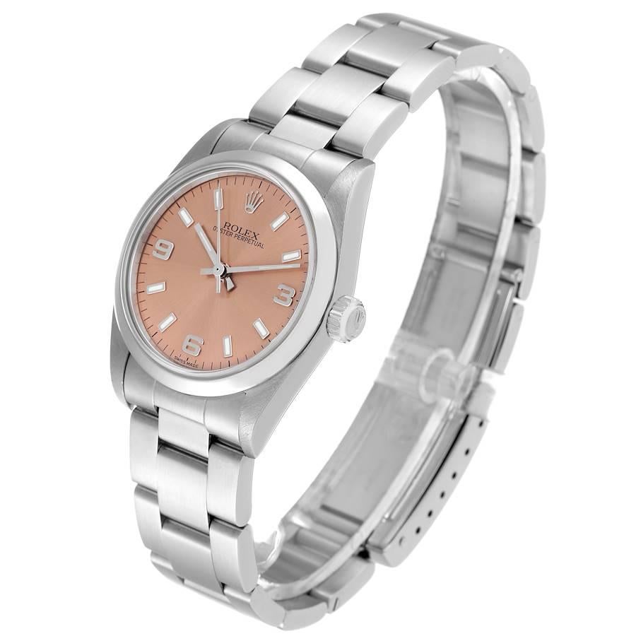 Rolex Oyster Perpetual Midsize Salmon Dial Steel Ladies Watch 77080 at ...