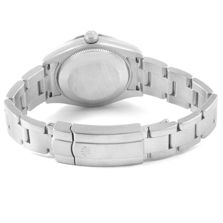 Rolex Oyster Perpetual Midsize Steel Black Diamond Dial Watch 177234 ...