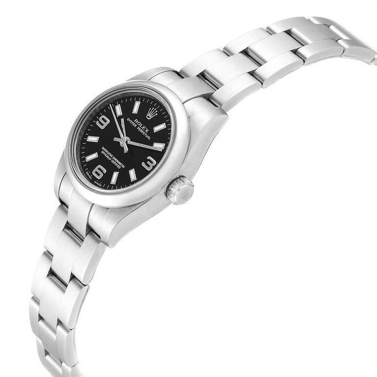 Rolex Oyster Perpetual Nondate Black Dial Ladies Watch 176200 For Sale ...