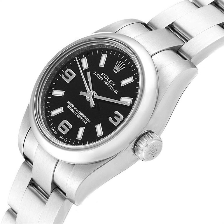 Rolex Oyster Perpetual Nondate Black Dial Ladies Watch 176200 For Sale ...