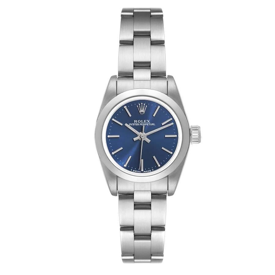 Rolex Oyster Perpetual Nondate Blue Dial Steel Ladies Watch 67180 at ...
