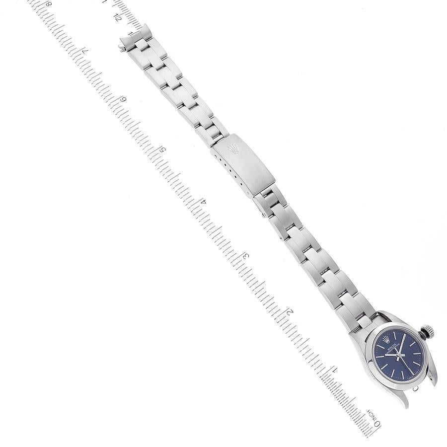 Rolex Oyster Perpetual Nondate Ladies Blue Dial Steel Watch 67180 ...
