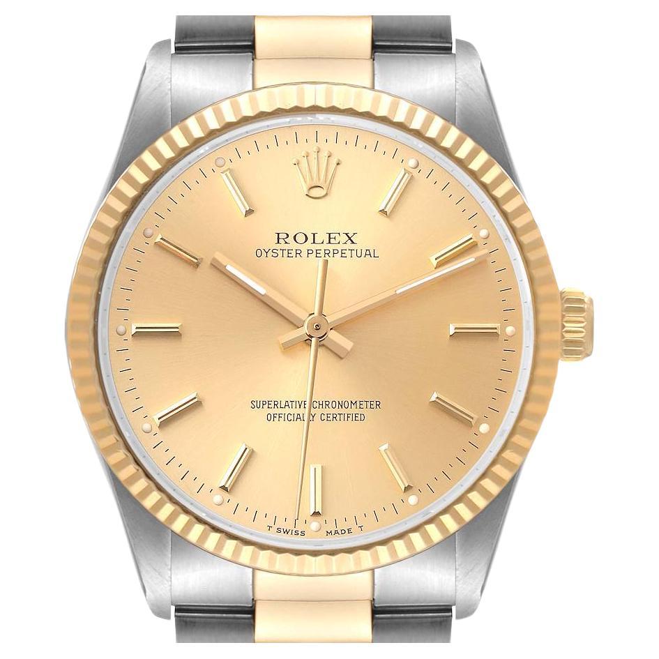 Rolex Oyster Perpetual Steel Yellow Gold Black Dial Men's Watch 14233 ...