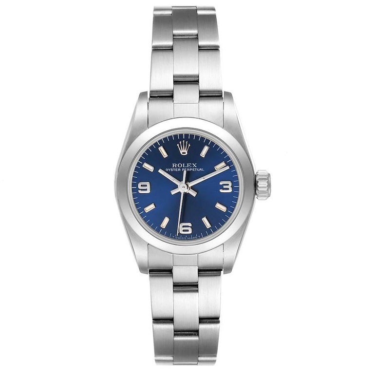 Rolex Oyster Perpetual Nondate Steel Blue Dial Ladies Watch 67180 at ...