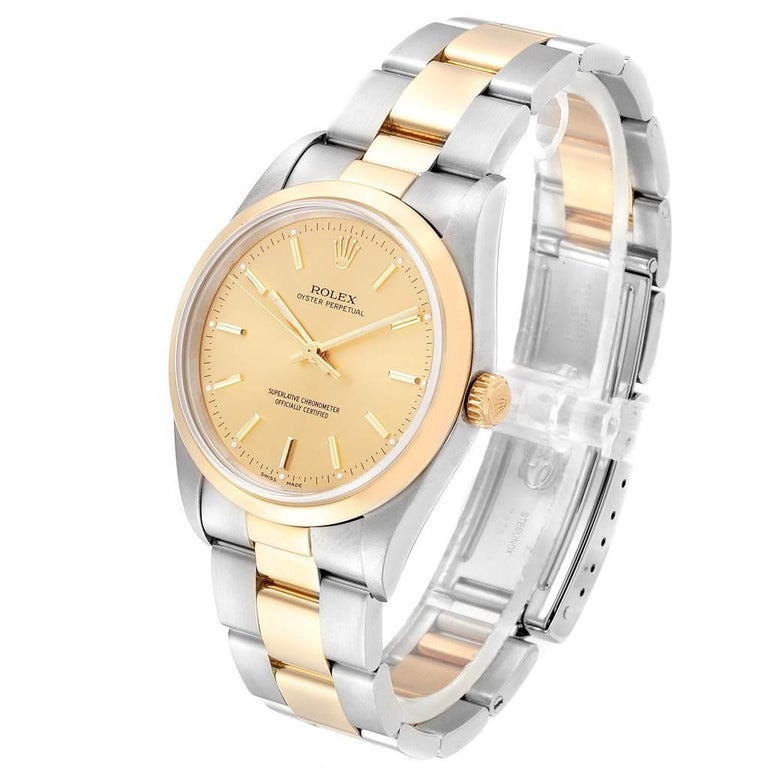 Rolex Oyster Perpetual Nondate Steel Yellow Gold Men's Watch 14203 For ...