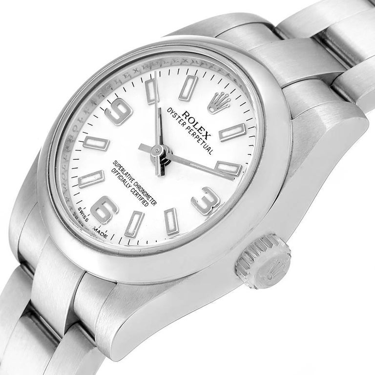 Rolex Oyster Perpetual Nondate White Dial Ladies Watch 176200 Box Card ...