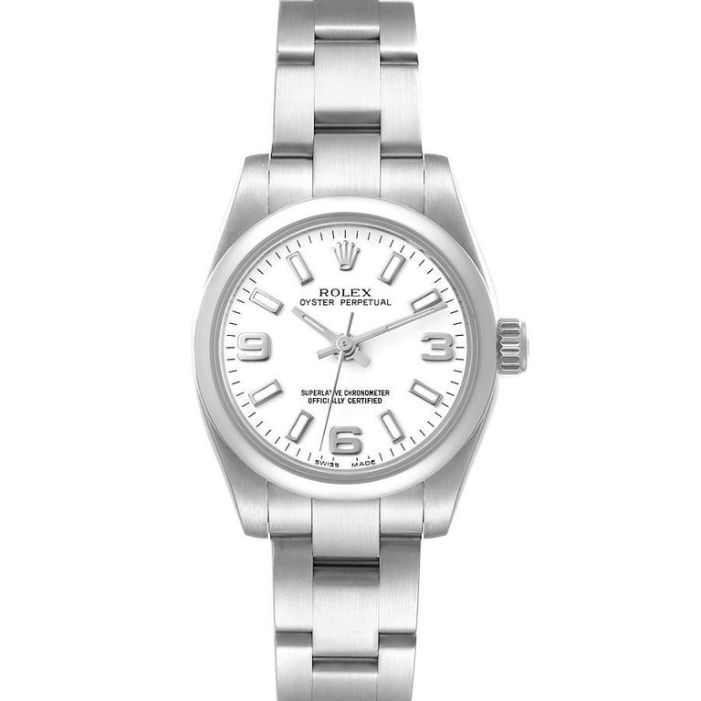 Rolex Oyster Perpetual Nondate White Dial Ladies Watch 176200 Box Card ...