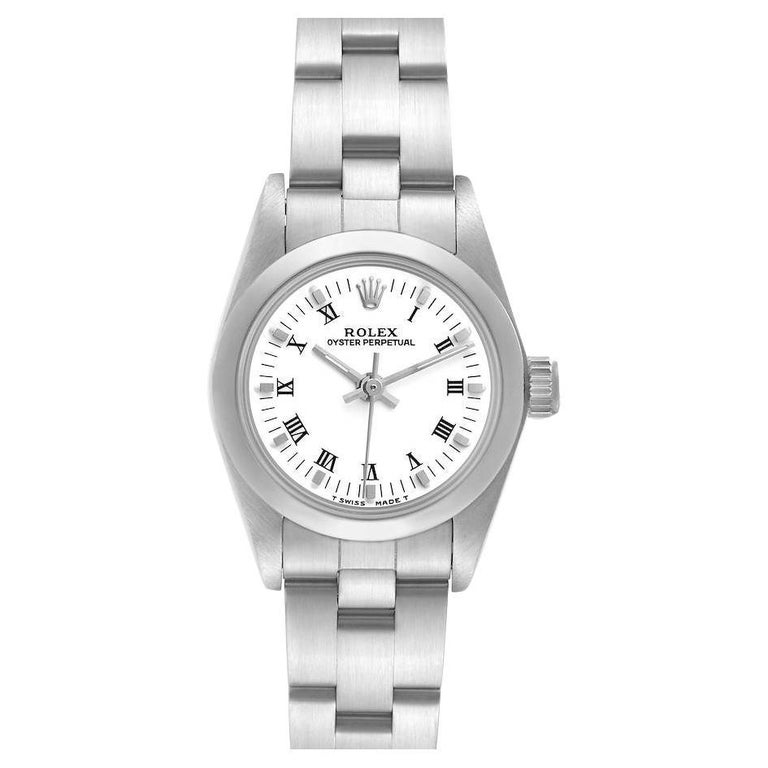 Rolex Oyster Perpetual Nondate White Roman Dial Steel Ladies Watch ...