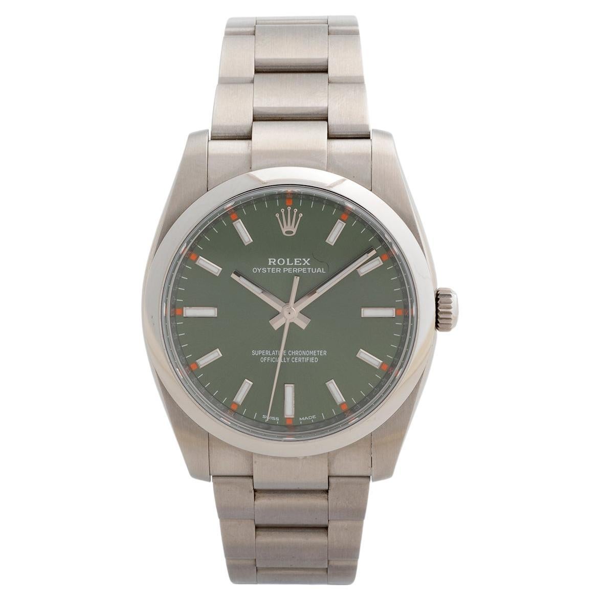 Rolex Oyster Perpetual "Olive Green' Wristwatch, ref 114200. Full Set ...
