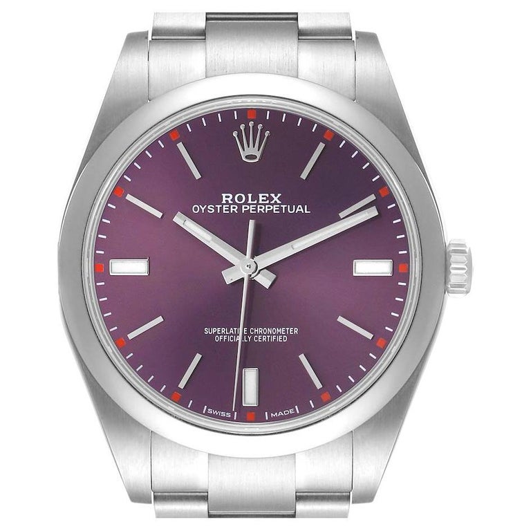 Rolex Oyster Perpetual Red Grape Dial Steel Mens Watch 114300 For Sale ...