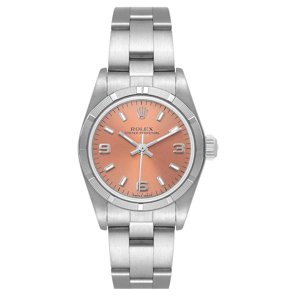 Rolex Date Black Dial Engine-Turned Bezel Steel Mens Watch 15210 at 1stDibs