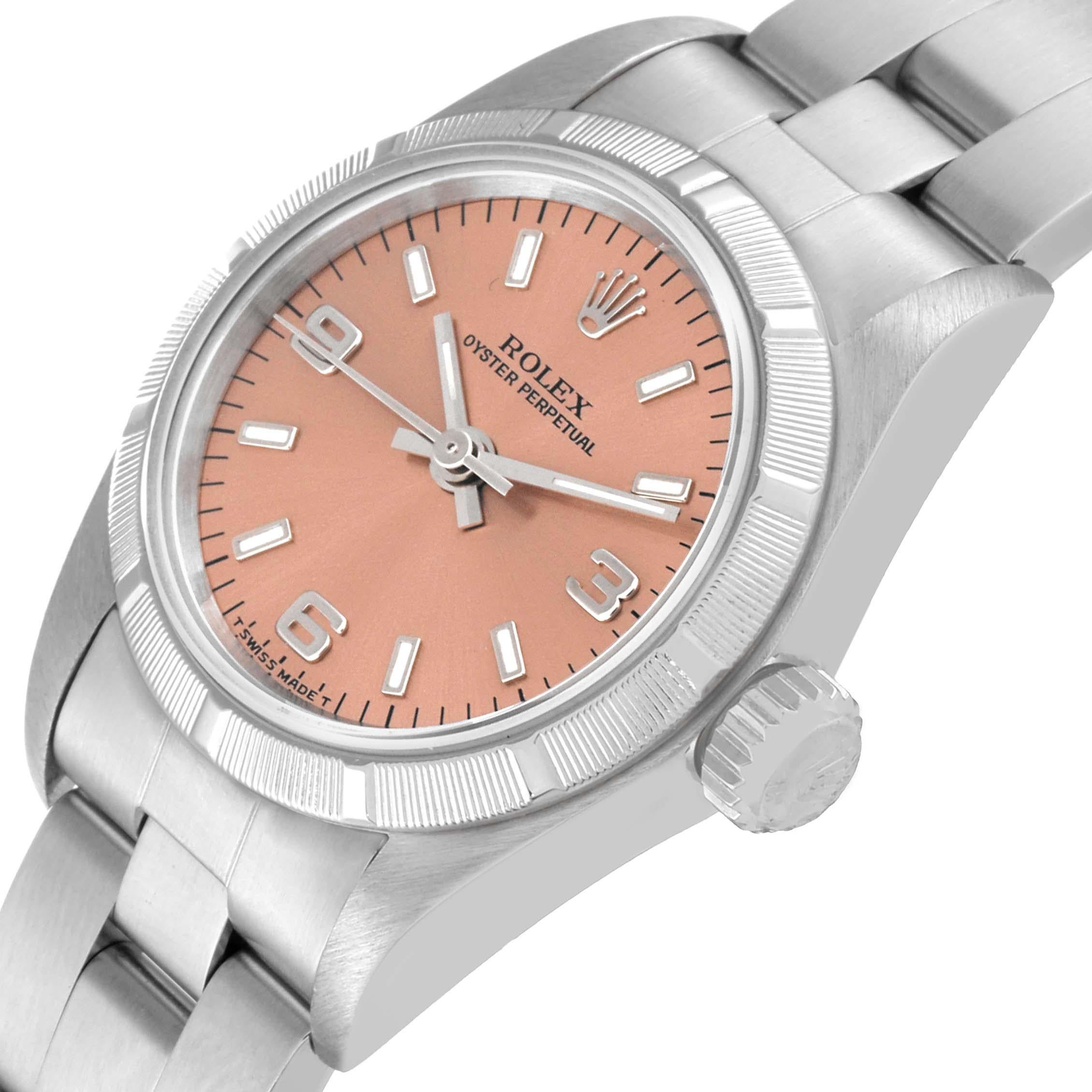 Rolex Oyster Perpetual Salmon Dial Steel Ladies Watch 67230 Box Papers ...