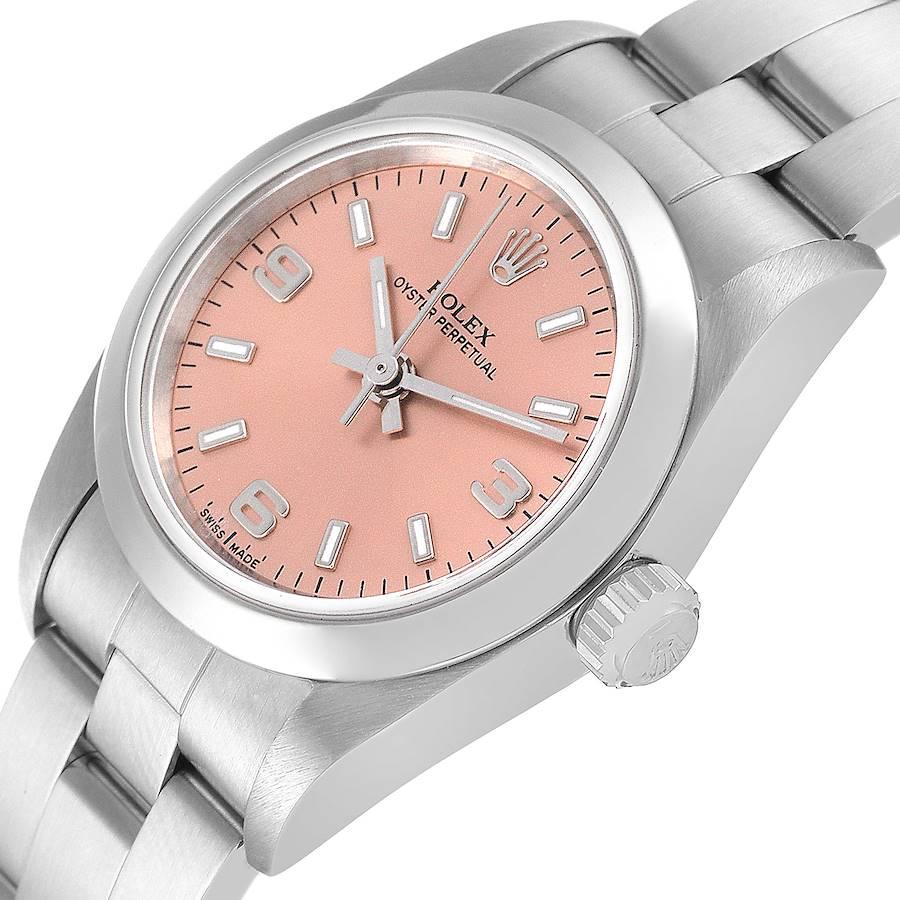 Rolex Oyster Perpetual Salmon Dial Steel Ladies Watch 76080 Box Papers ...