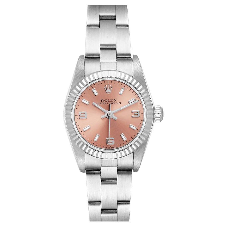 Rolex Oyster Perpetual Salmon Dial Steel Ladies Watch 76030 Box For ...