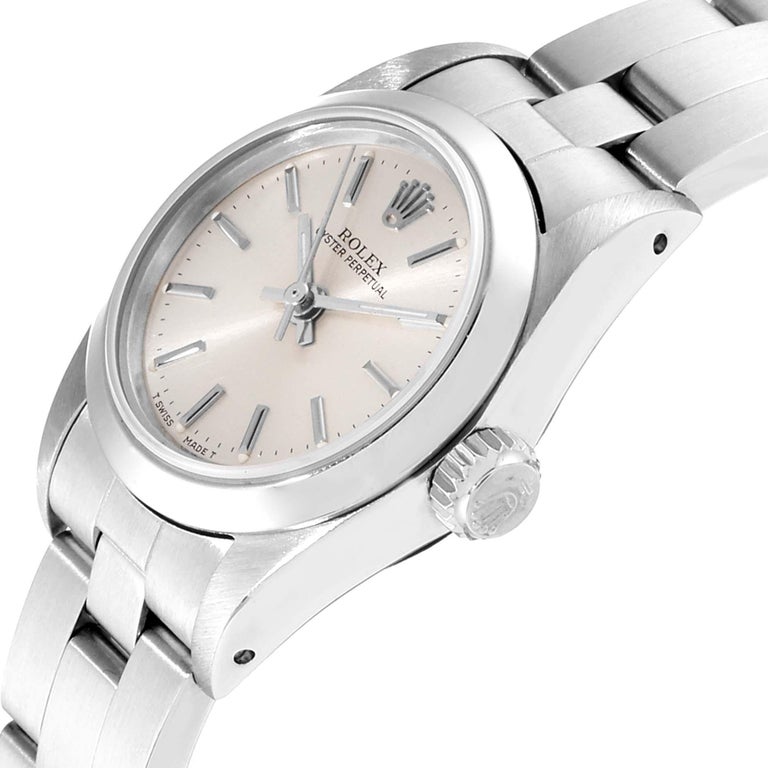 Rolex Oyster Perpetual Silver Dial Steel Ladies Watch 67180 For Sale at ...