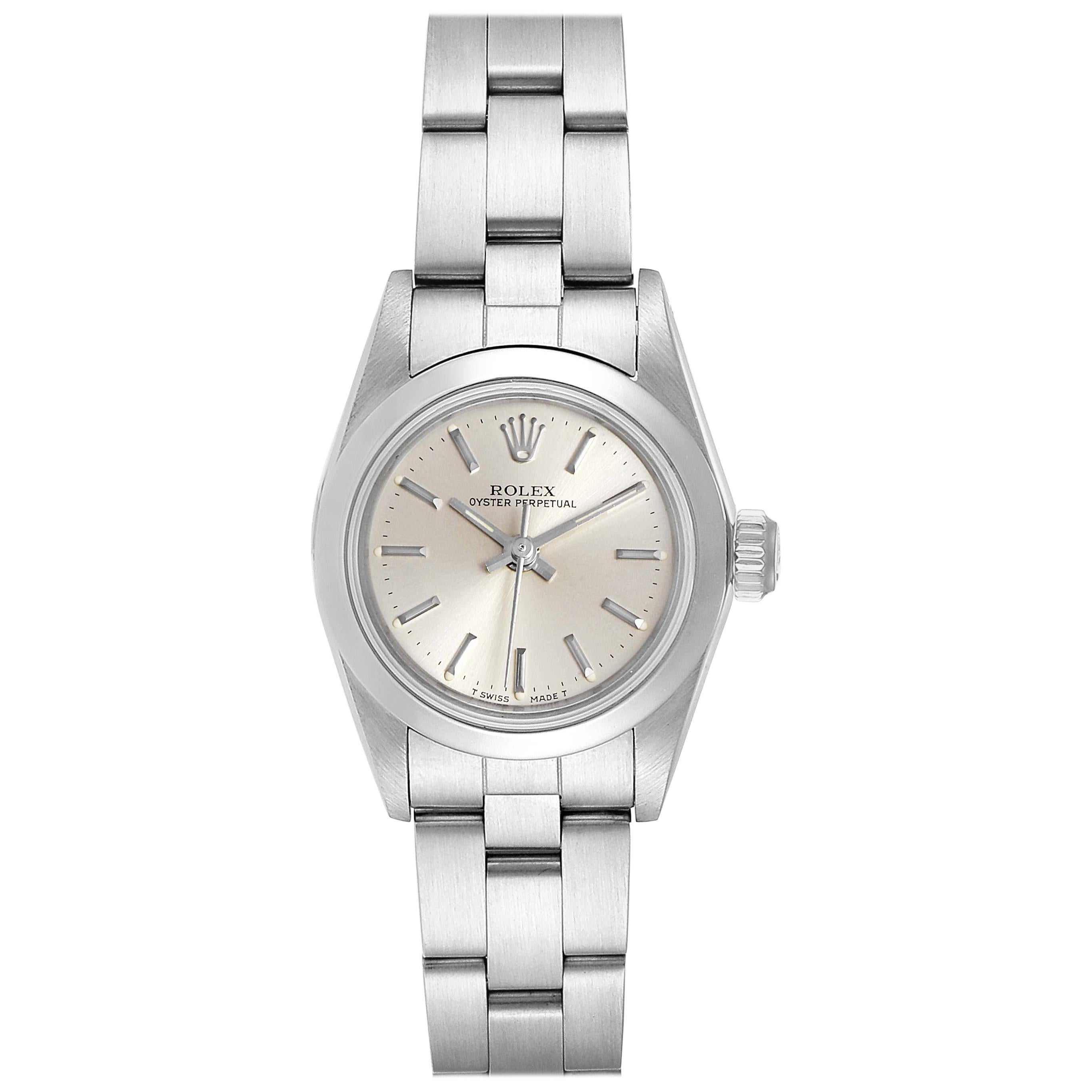 Rolex Oyster Perpetual Silver Dial Steel Ladies Watch 67180 For Sale at ...