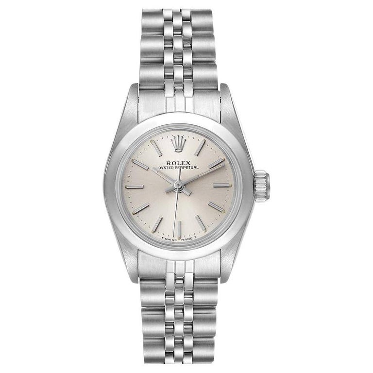 Rolex Oyster Perpetual Silver Dial Steel Ladies Watch 67180 For Sale at ...
