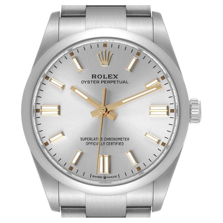 Rolex Oyster Perpetual Silber Zifferblatt Stahl Herrenuhr 126000 Box ...