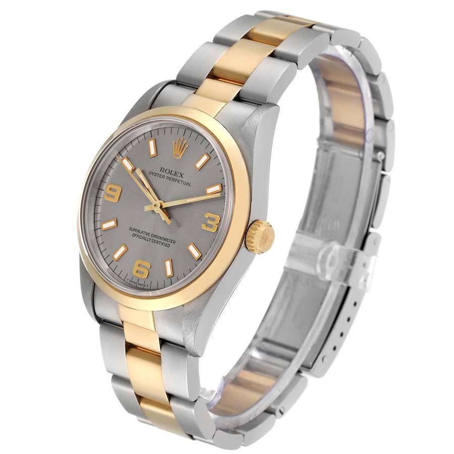 Rolex Oyster Perpetual Steel Yellow Gold Slate Dial Mens Watch 14203 ...