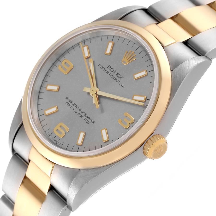 Rolex Oyster Perpetual Steel Yellow Gold Slate Dial Mens Watch 14203 ...