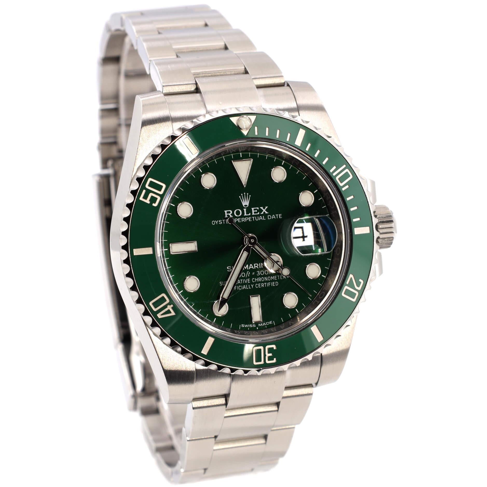 Rolex Oyster Perpetual Submariner Hulk Date Automatic Watch Stainless ...