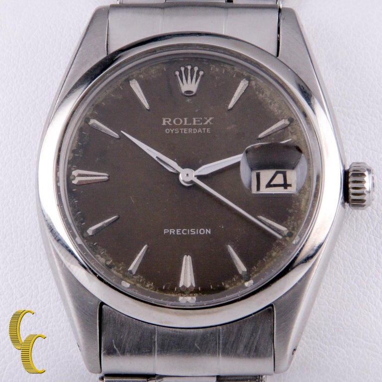 Rolex Oysterdate Precision 6694 Men's Stainless Steel Watch Brown ...