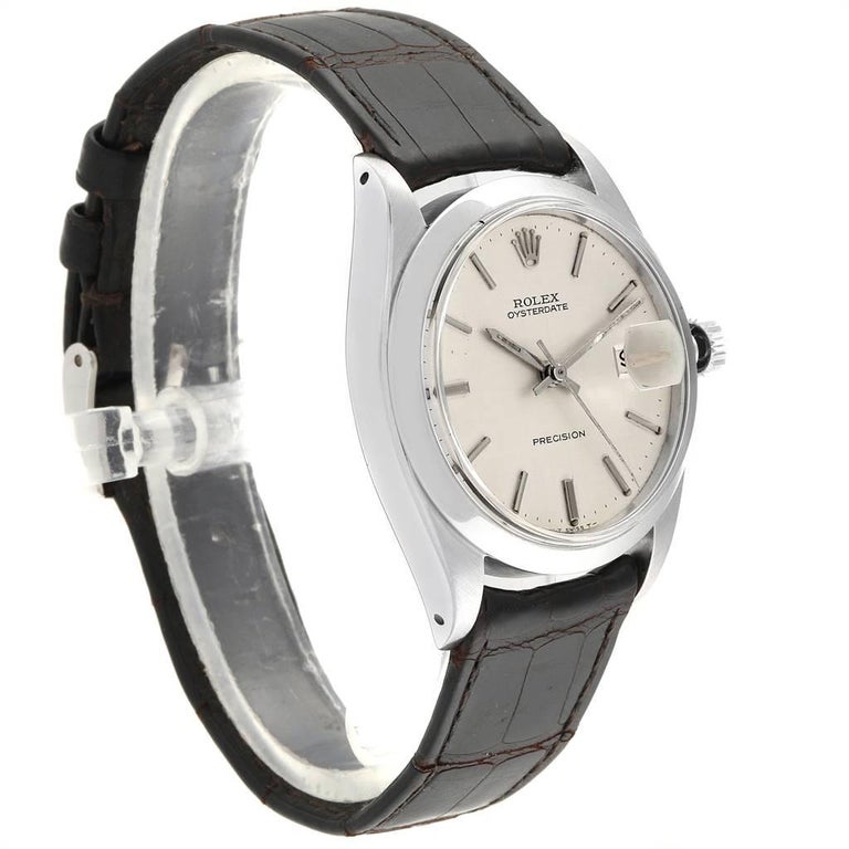 Rolex OysterDate Precision Linen Dial Steel Vintage Men's Watch 6694 ...