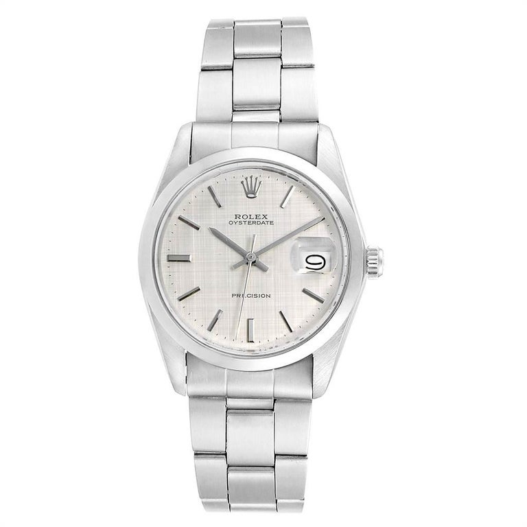 Rolex OysterDate Precision Linen Dial Steel Vintage Men's Watch 6694 ...